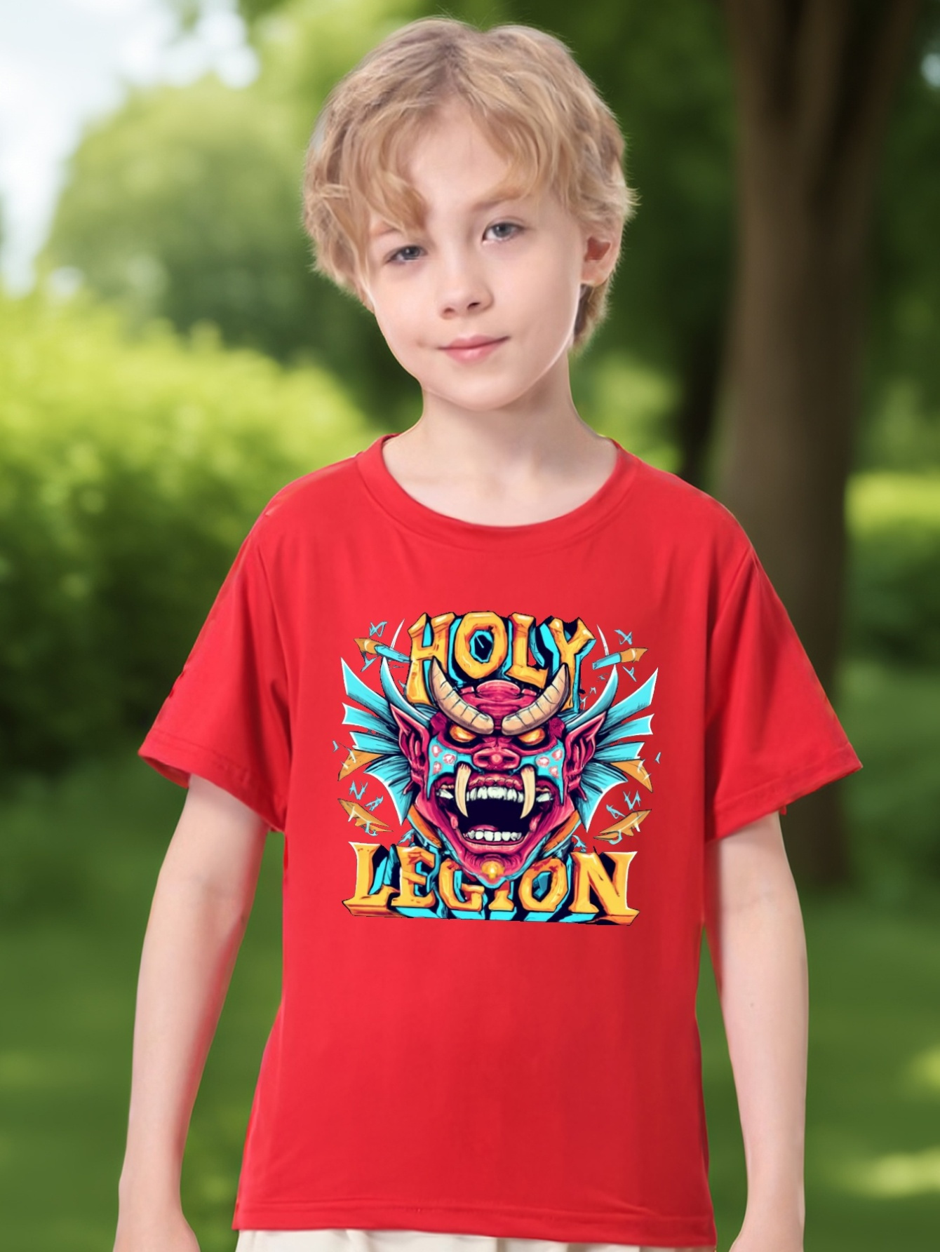 Demon Blessed Lizard Print Boy's Casual Tees Short Sleeve - Temu Australia