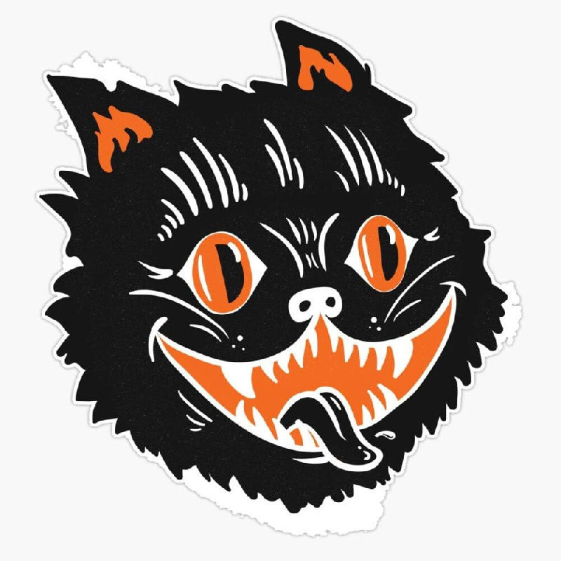 Vintage Halloween Black Cat Sticker Bumper Vinyl Decal - Temu Australia