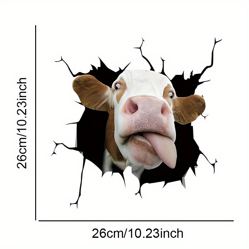 Cow Car Sticker Tier Crack Autoaufkleber Lustige Kuh Fensterklammern Vinyl Aufkleber Realistisches Haustier Wasserdichte LKW Farm Auto Dekoration