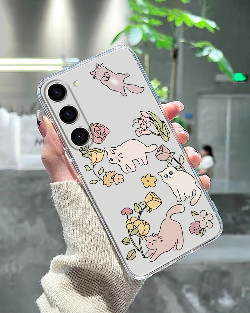 Luxury Shockproof Cute Cat Pattern Phone Case Galaxy - Temu