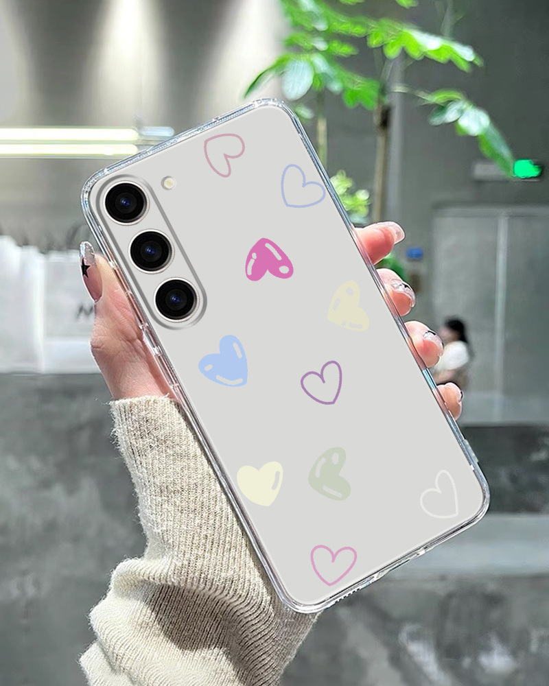Luxury Shockproof Pattern Colorful Heart Phone Case Samsung - Temu Canada