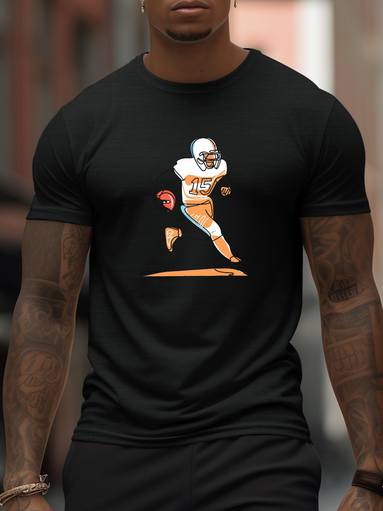 American Football Player Print T Shirt Tees Men Casual Short - Temu Canada