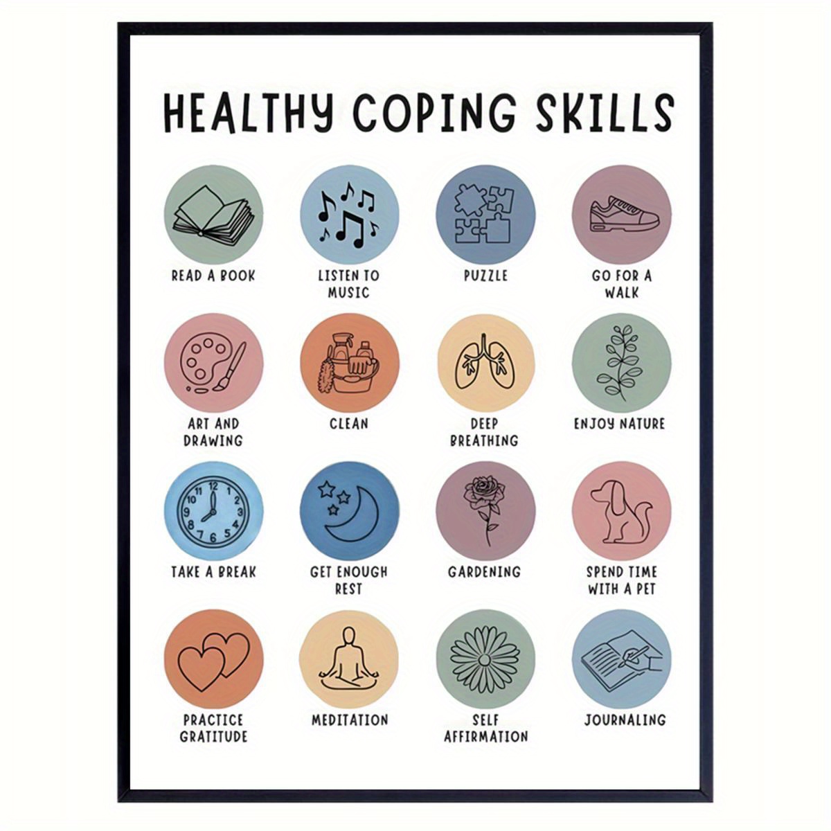 Unframed Canvas Poster Office Decor Healthy Coping Skills - Temu