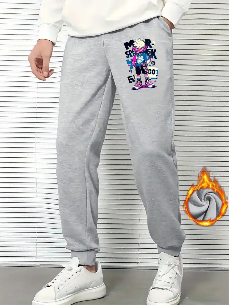 Mens Stylish Cartoon Character Pattern Comfy Solid Joggers Temu Canada