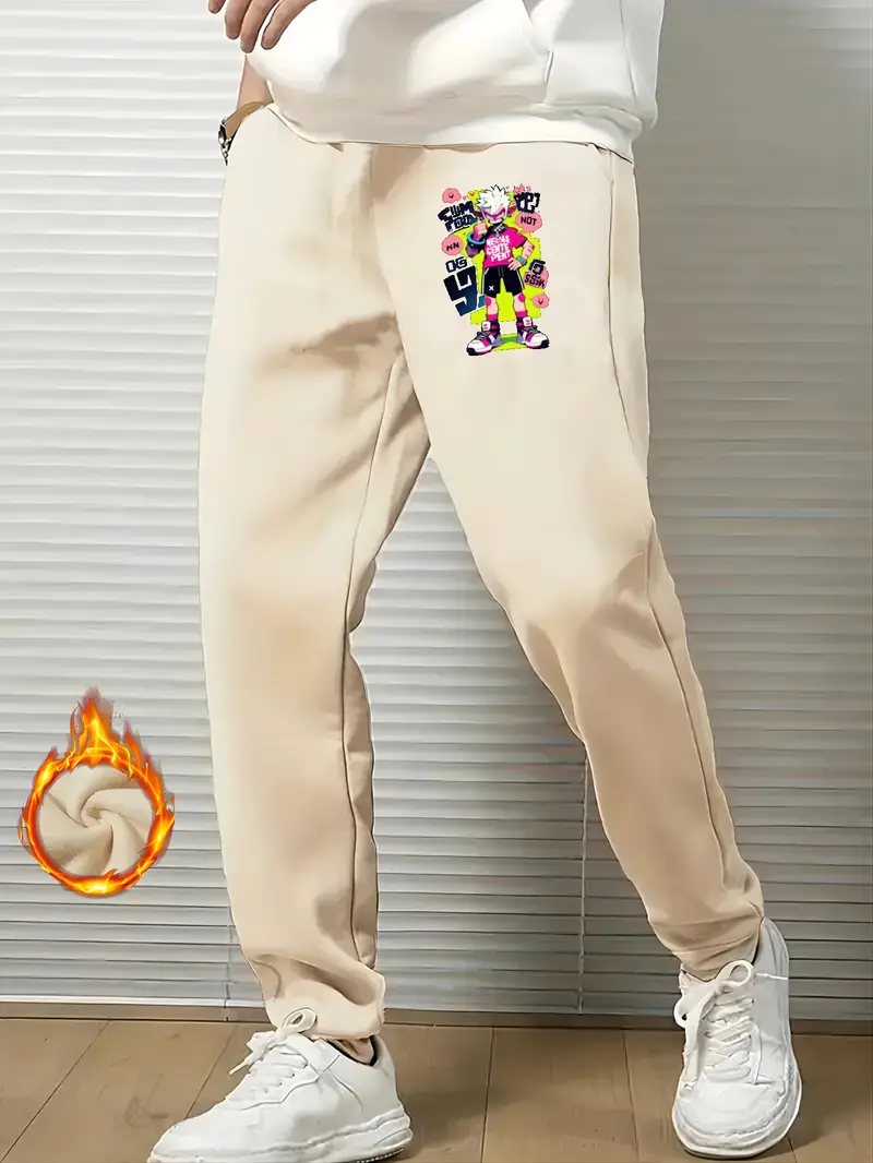 Mens Stylish Cartoon Character Pattern Comfy Solid Joggers Temu