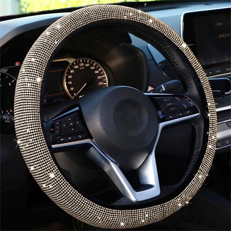 luxury car steering wheel cover women bling Temu