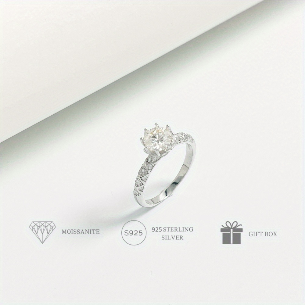 S925 Silver 1 Carat Moissanite Ring Romantic Wedding - Temu Canada