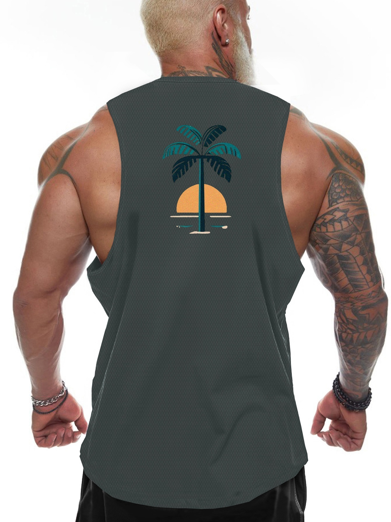 Plus Size Coconut Sunset Print Men's Sleeveless Tank Tops - Temu Canada