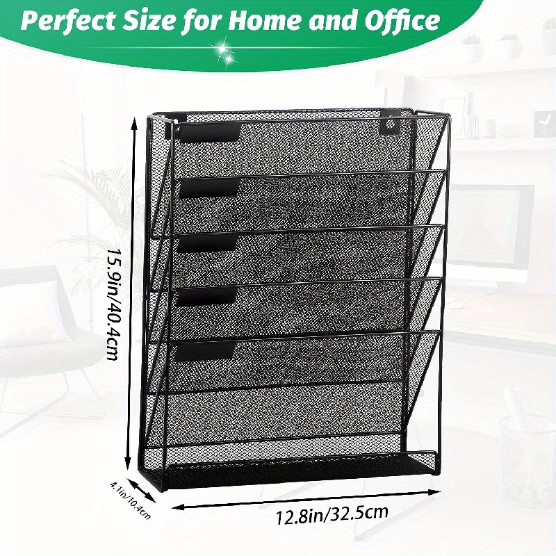 Black Folders 5 Pockets Mental Mesh Wall File Holder Office - Temu