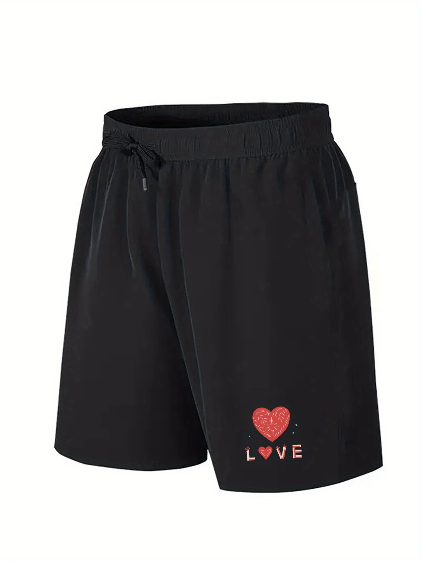 Plus Size Men's Heart Print Drawstring Shorts Outdoor Sports - Temu Denmark
