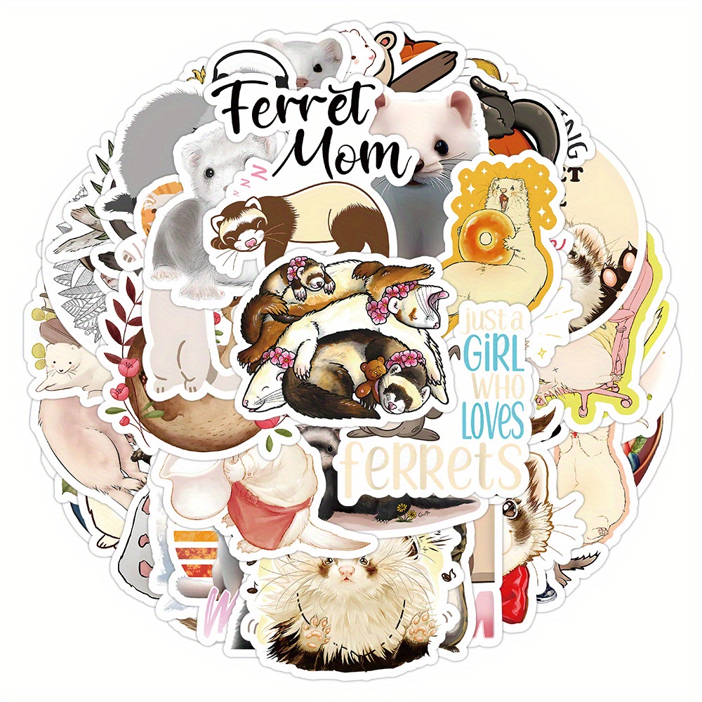 Ferret Waterproof Doodle Sticker Laptop Pc Computer Tablet - Temu New ...