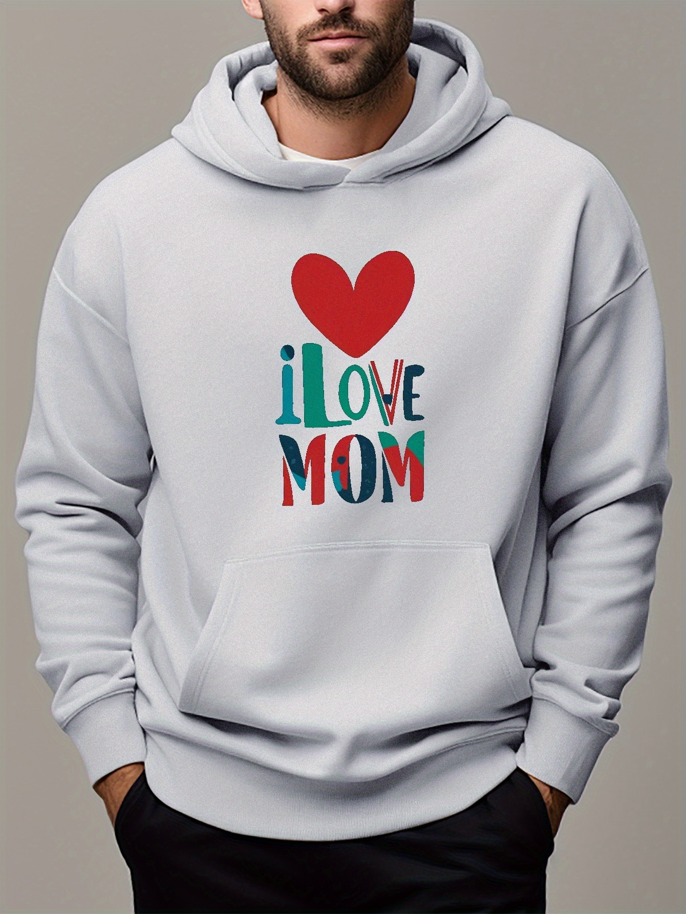 Love Mom Print Hoodie Cool Hoodies Men Men's Casual Pullover - Temu Ireland