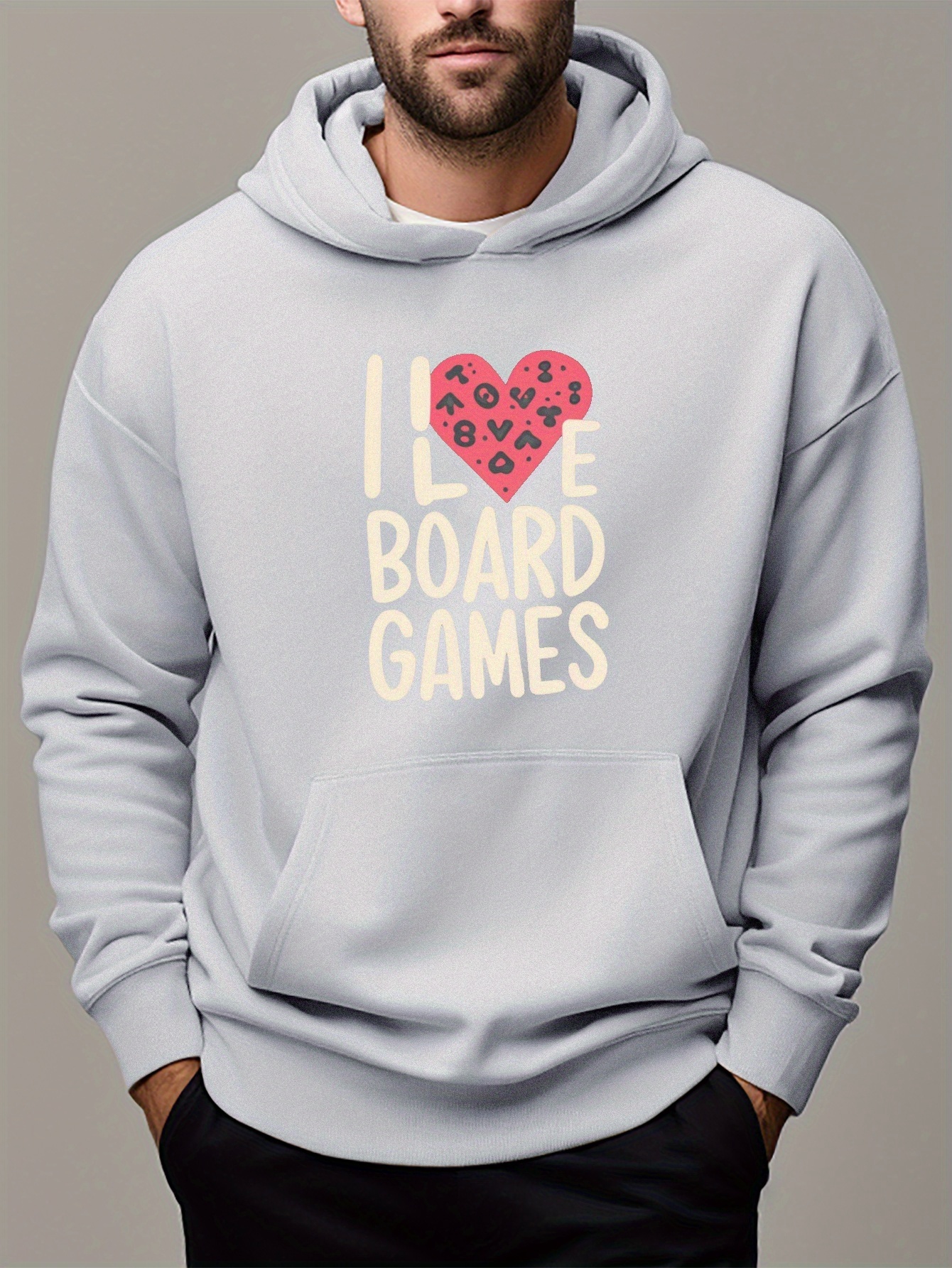 Love Board Games Print Kangaroo Pocket Hoodie Casual Long - Temu Australia