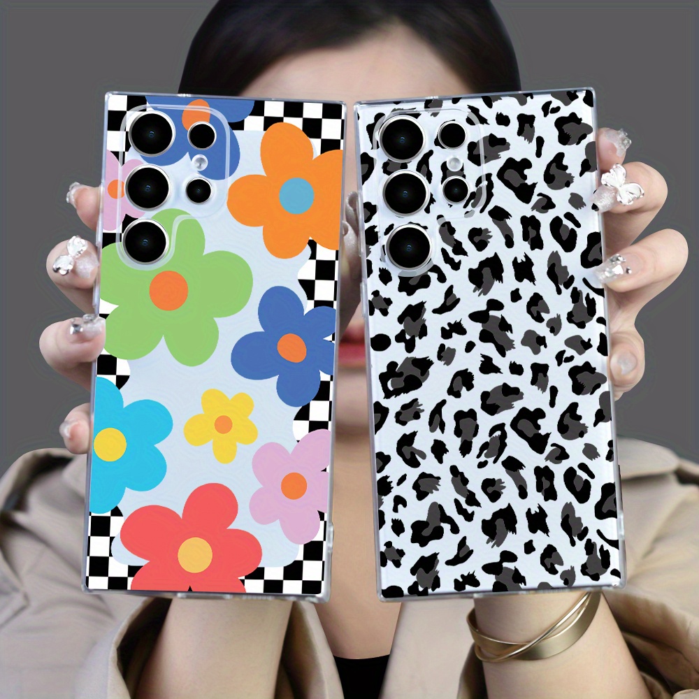 Flowers/leopard Print Patterned Liquid Silicone Phone Case - Temu Canada