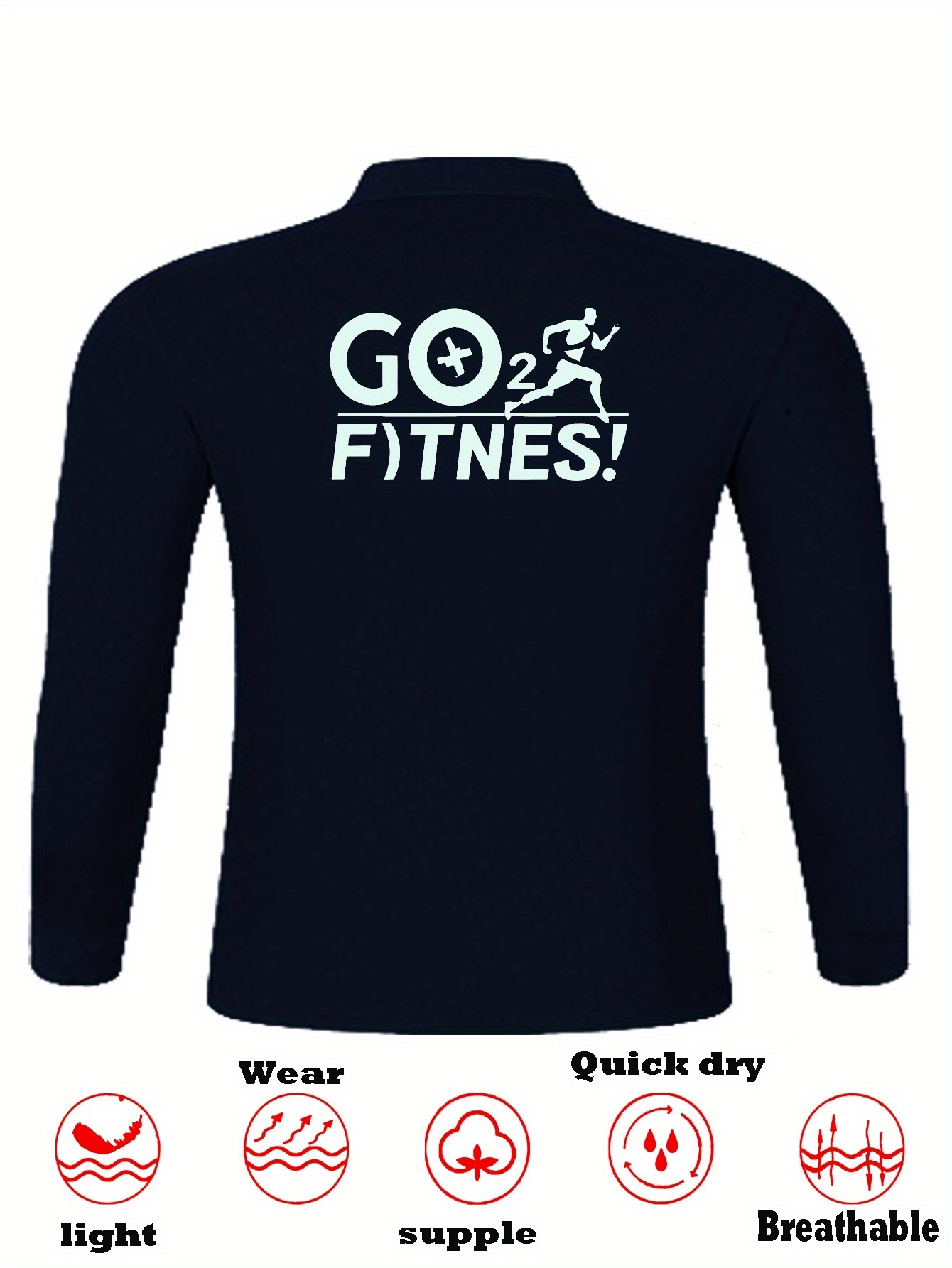 Plus Size Men's Golf Shirt "go Fitness" Graphic Print Shirt - Temu Canada