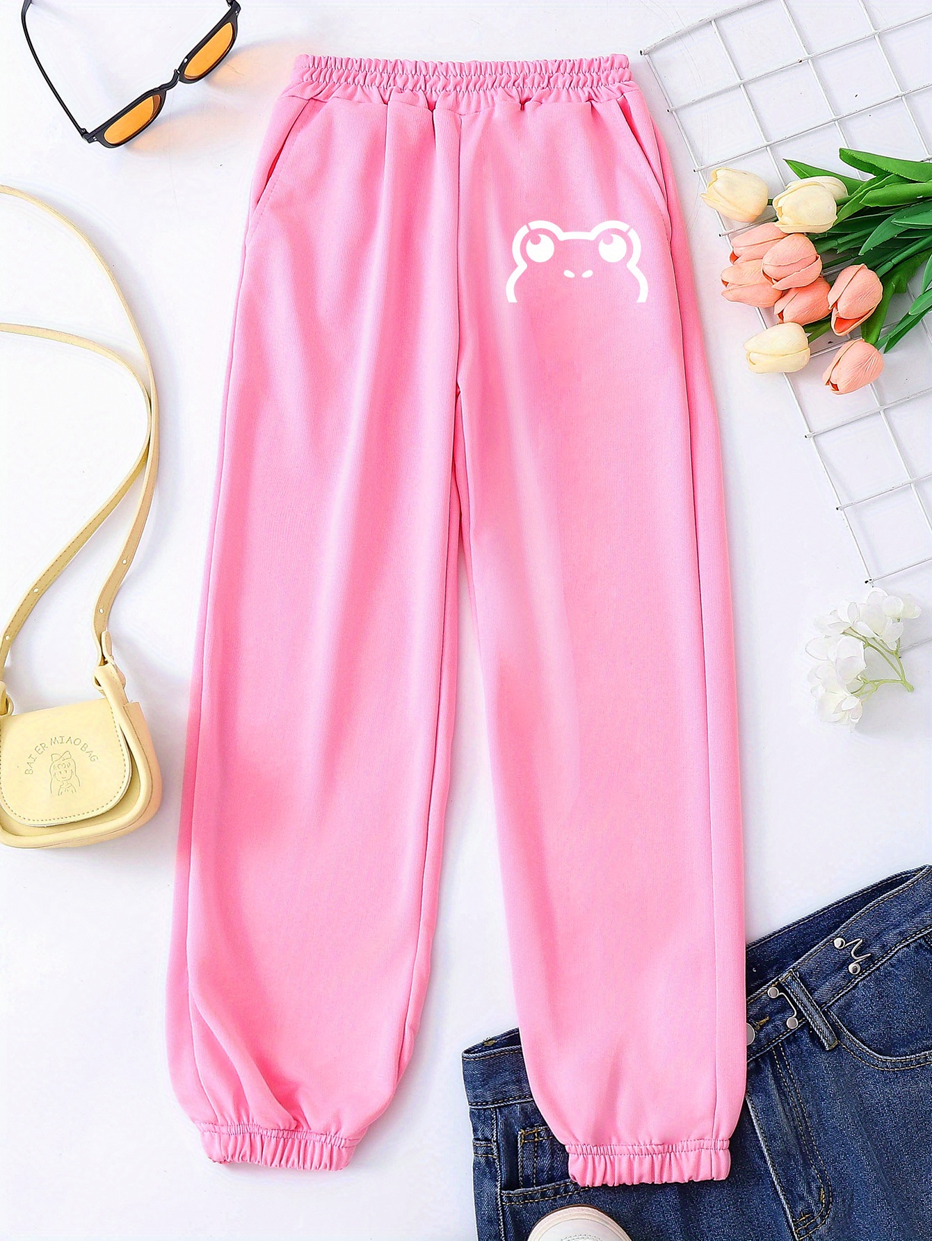 Everyday Casual Pants Frog Silhouette Print Girls Comfy Pull - Temu ...