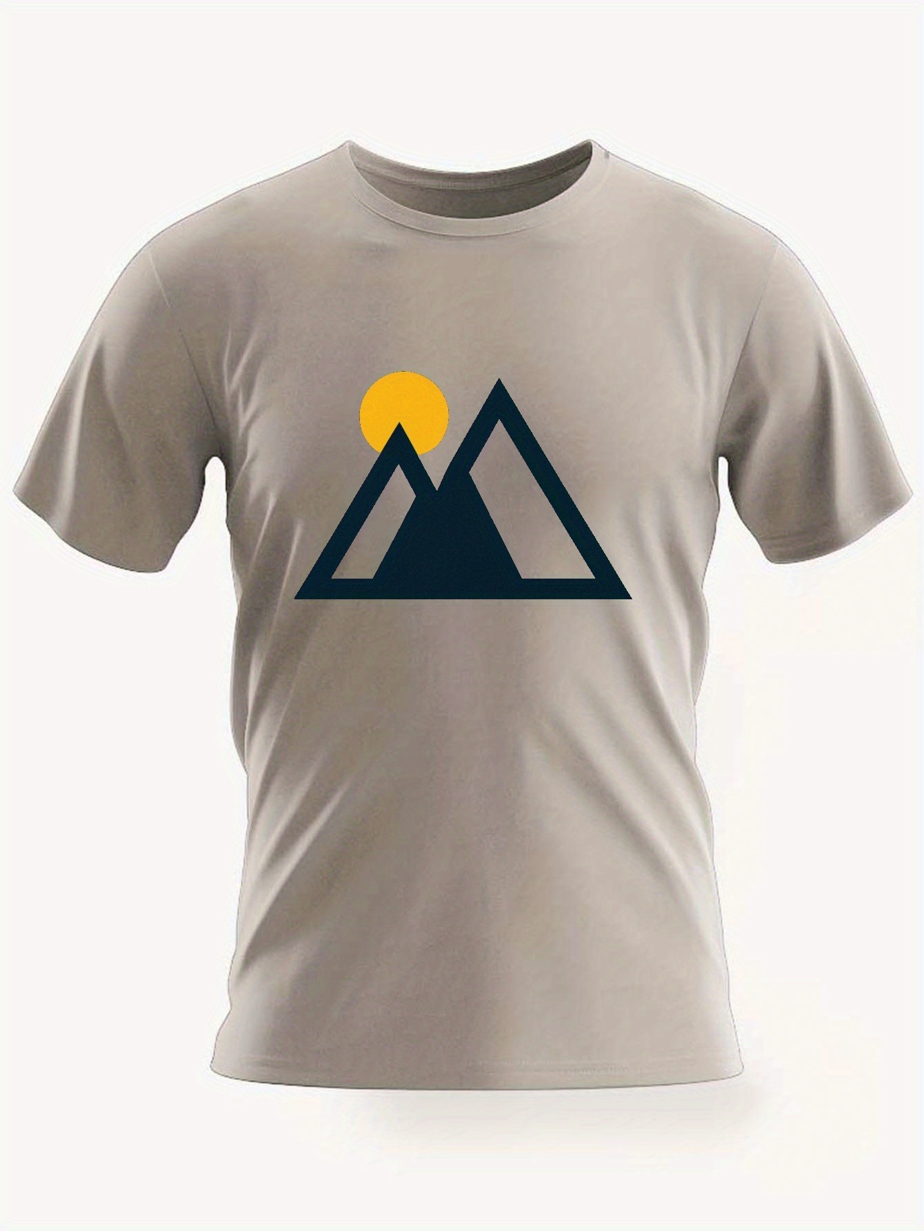 Mountains Sun Logo Print T Shirt Tees Men Casual Short - Temu Canada