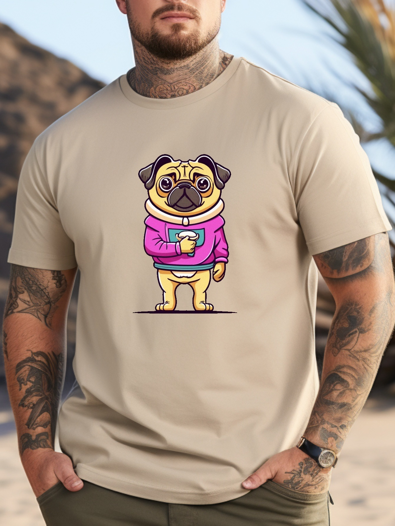 Plus Size T shirt Men Cute Dog Graphic Print Tees Casual - Temu Canada