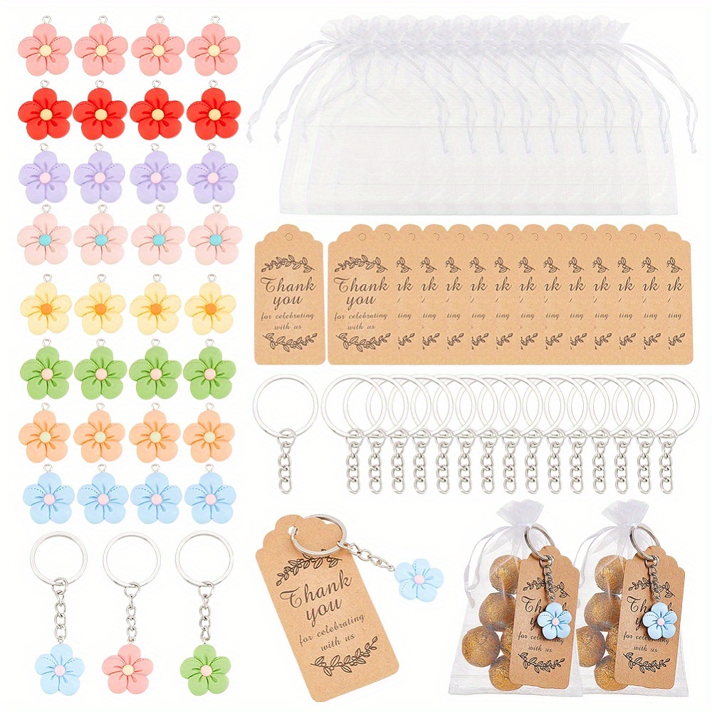 Flower Party Favor Keychains Organza Bags Thank Kraft Tags - Temu Australia