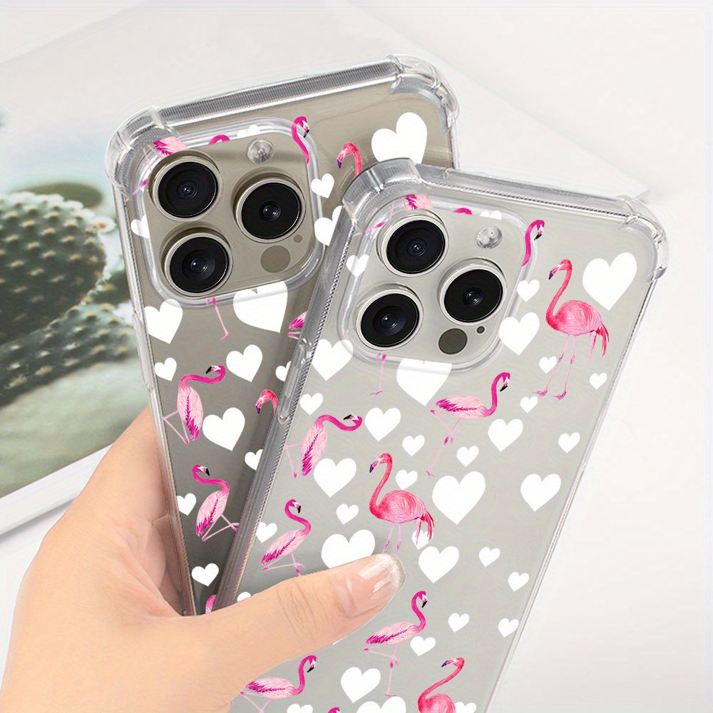 Cute Cartoon Flamingo Transparent Shockproof Phone Case - Temu Canada