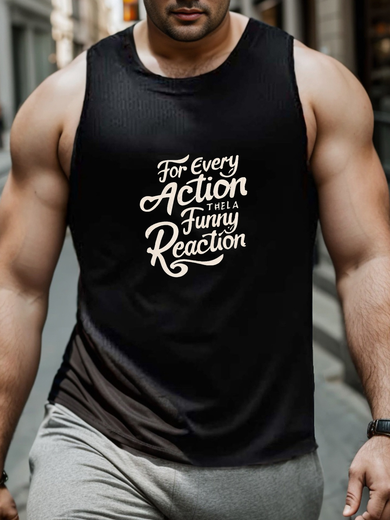 Plus Size Mens Every Action Graphic Print Tank Top Temu Ireland