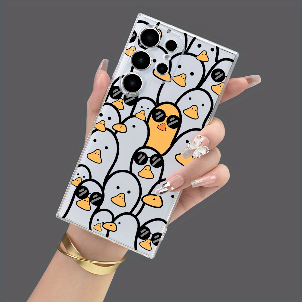 Cartoon Duck Pattern Liquid Silicone Phone Case Full Body Temu New
