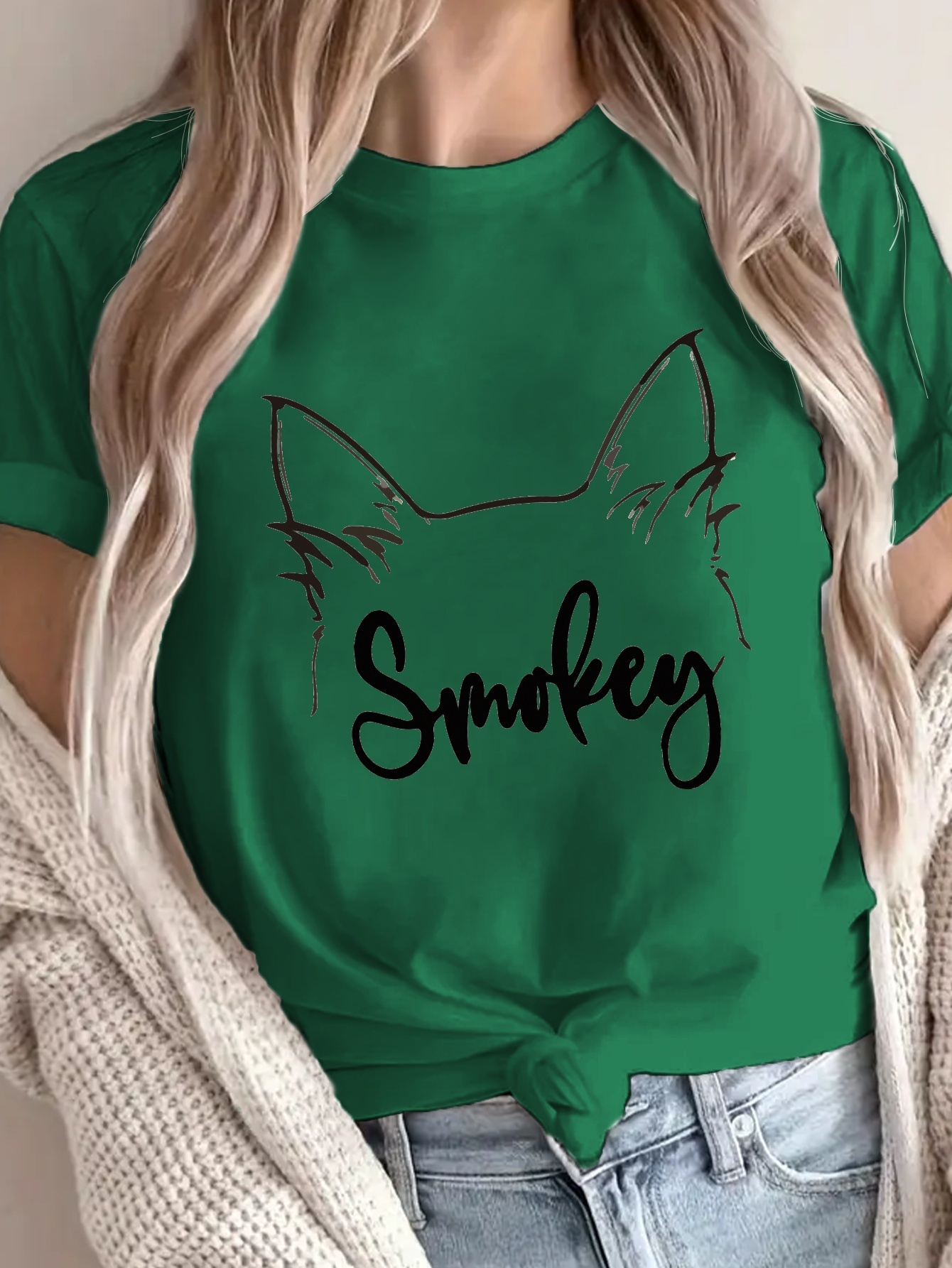 Cat Print T shirt Short Sleeve Crew Neck Casual Top Summer - Temu Canada