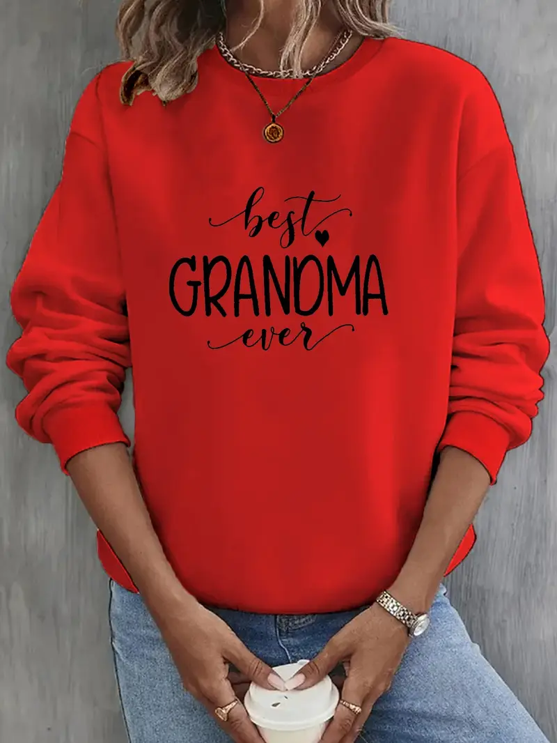 Letter Print Pullover Sweatshirts Long Sleeve Crew Neck Temu Australia