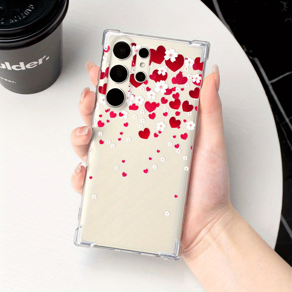 Heart Pattern Shockproof Transparent Phone Case Samsung - Temu Ireland