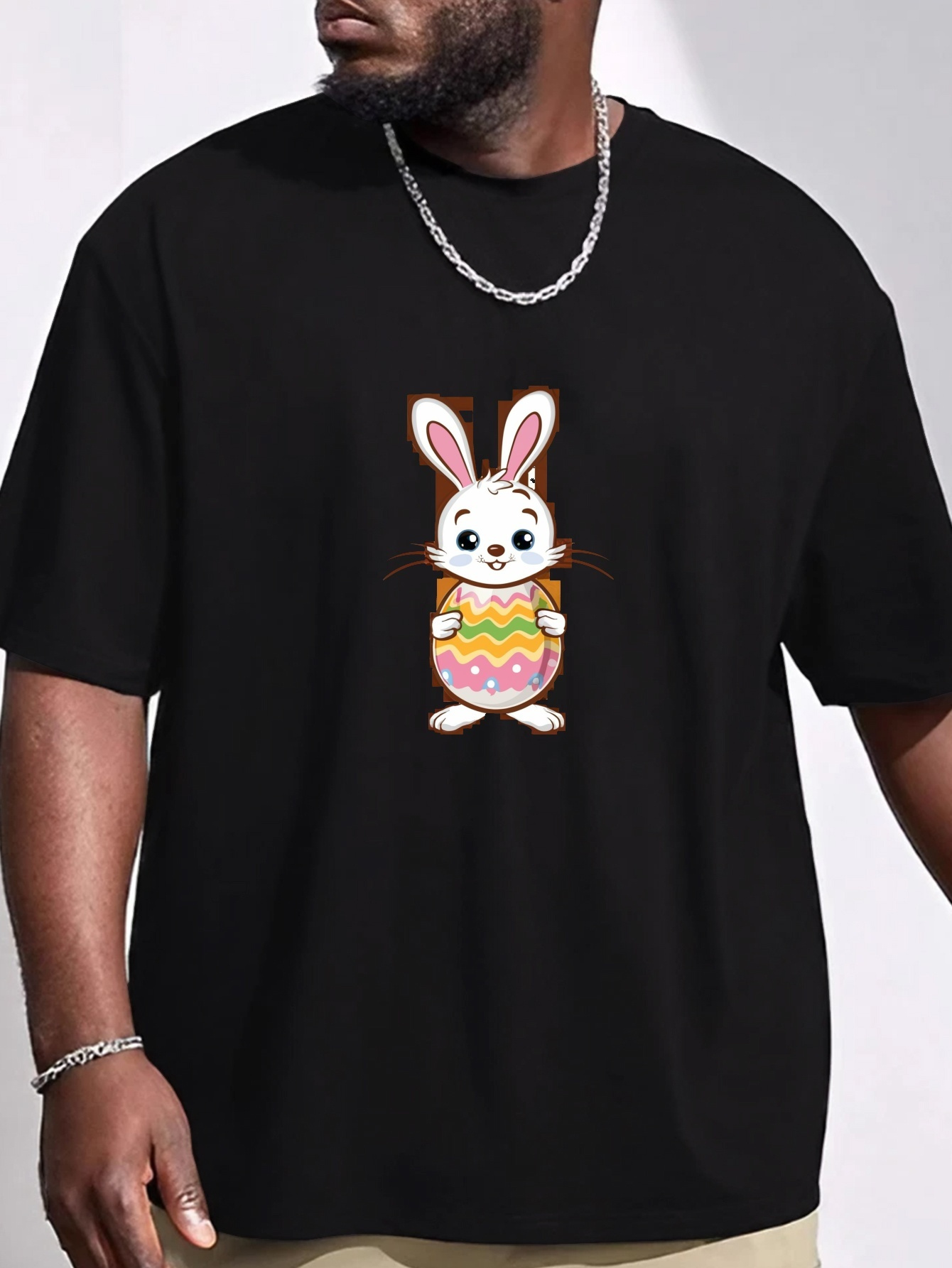 Plus Size Men's Anime Funny Rabbit Graphic Print T shirt - Temu Australia