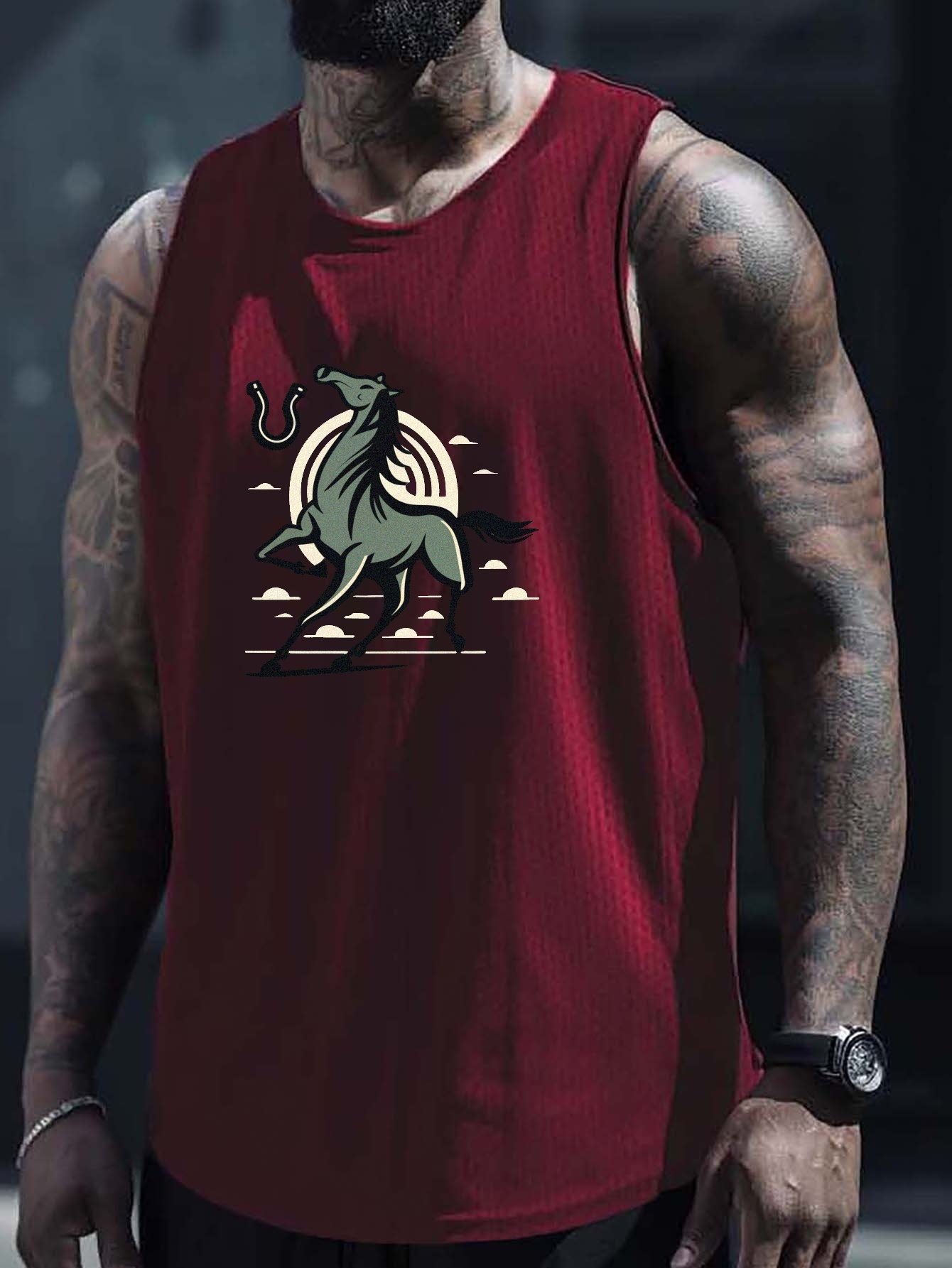 Horse Graphic Print Casual Breathable Comfy Sleeveless Tank - Temu New ...