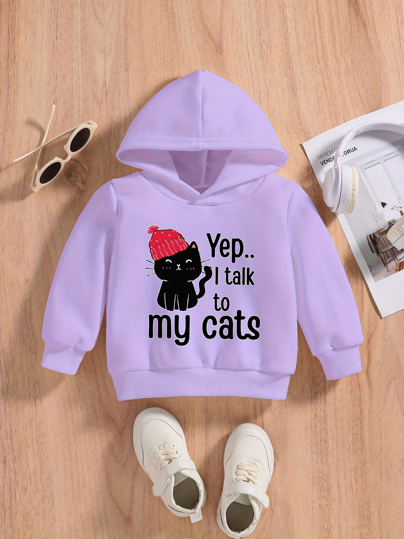 'ja ik met katten' grafische meisjes casual hoodie - Temu Belgium