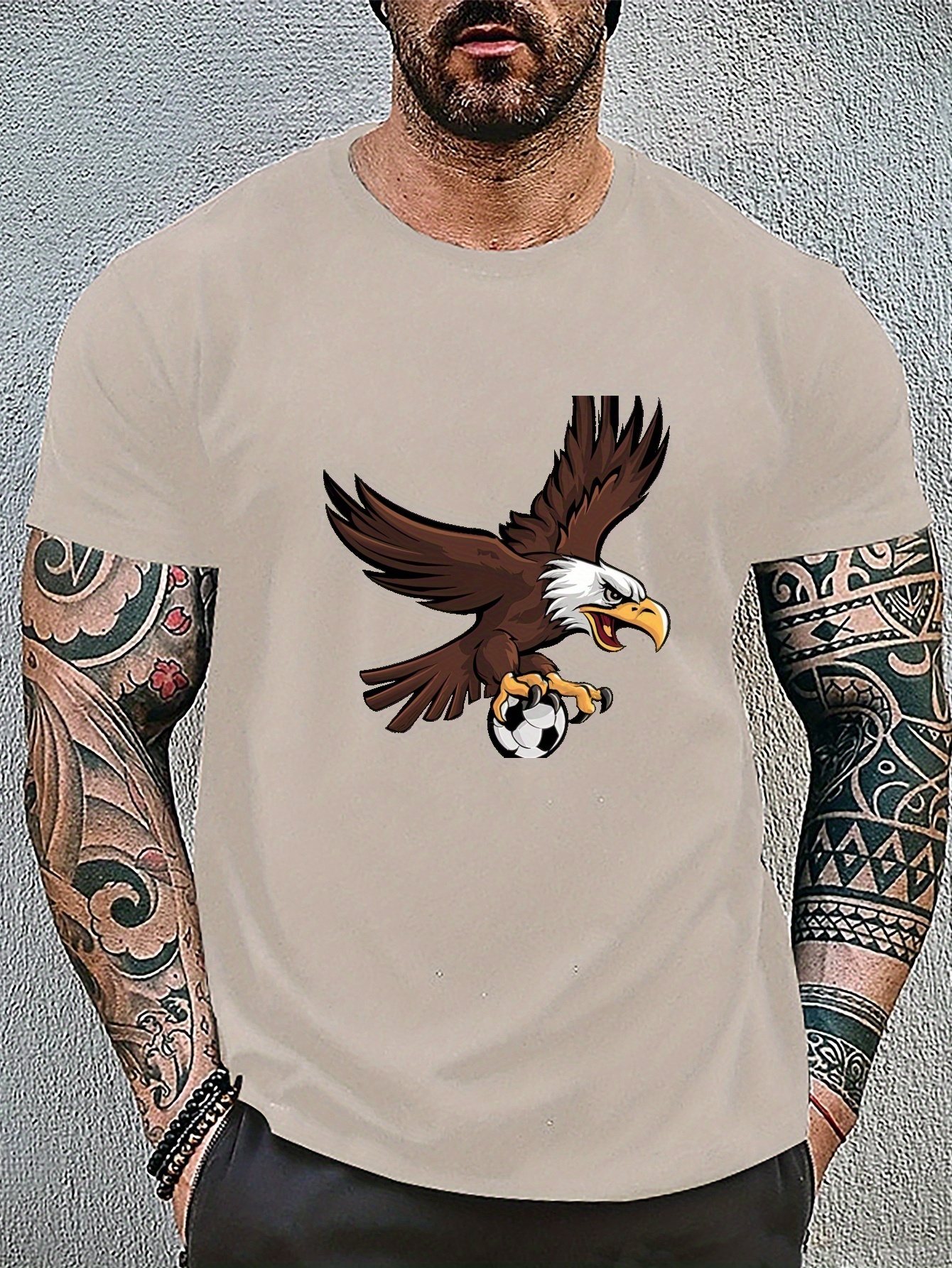Eagle Playing Football Print Tees Men Casual Quick Drying - Temu Ireland