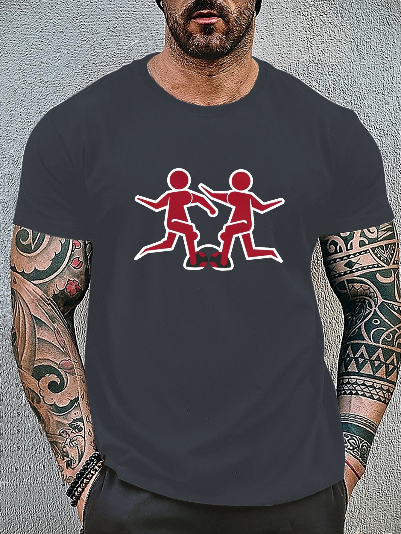 تيشيرت صيفي كاجوال مريح بطبعة شعار فريق كرة القدم وياقة - Temu Kuwait