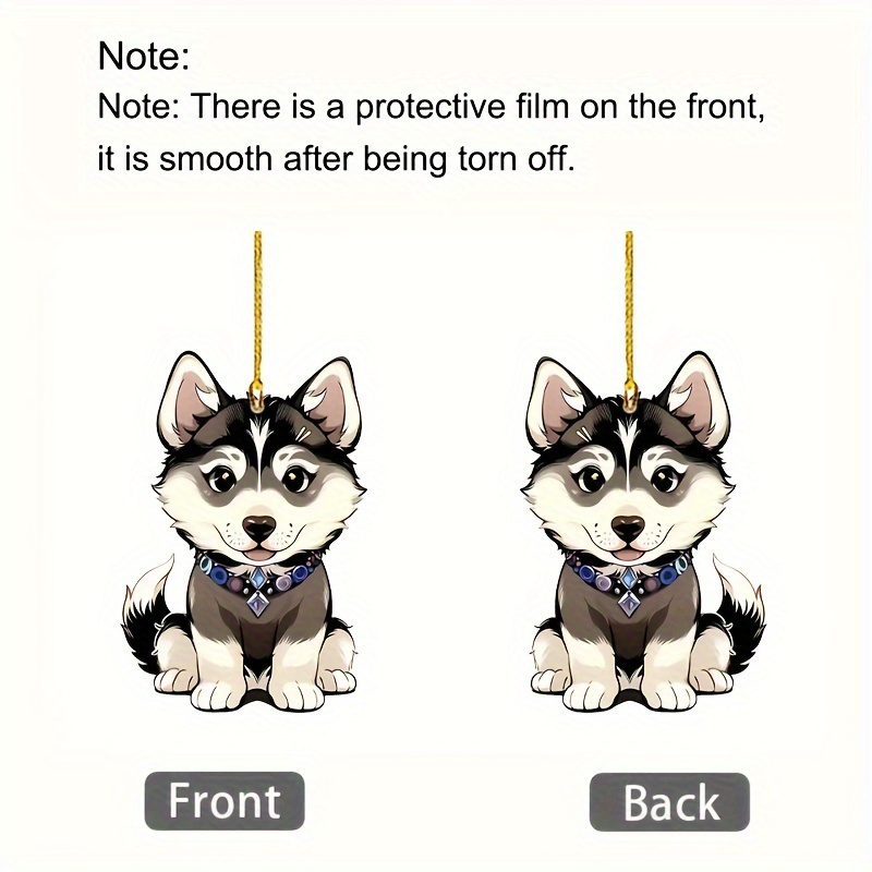 Cute Cartoon Husky Pattern Car Interior Decor New Year - Temu Australia