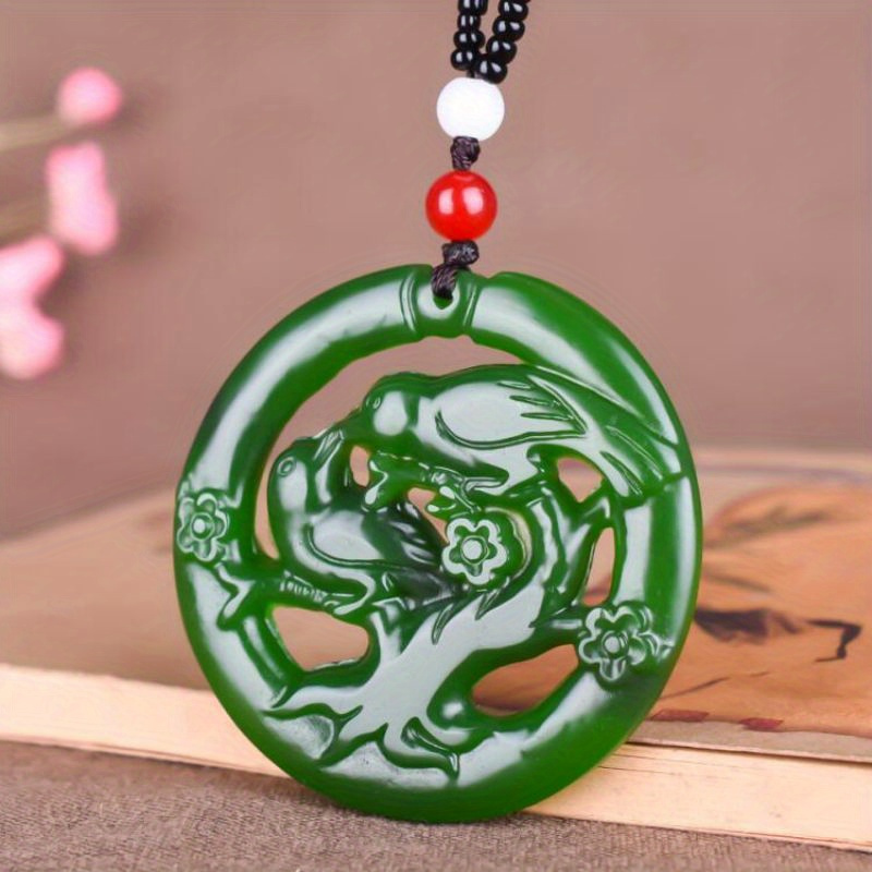 Double sided Hollowed Jade Pendant Spinach Green Emerald - Temu Australia