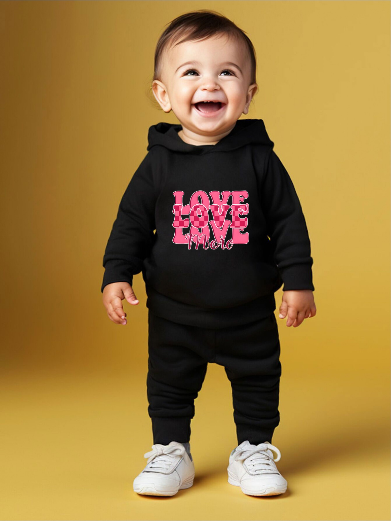 Baby's "love " Print Casual Outfit Hoodie Pants Set Baby - Temu Australia
