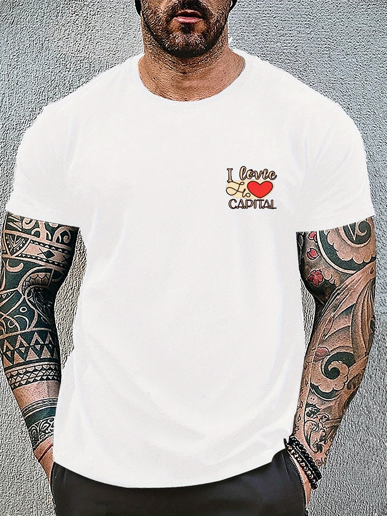 Love Capital Print T Shirt Tees Men Casual Short Sleeve T - Temu Australia