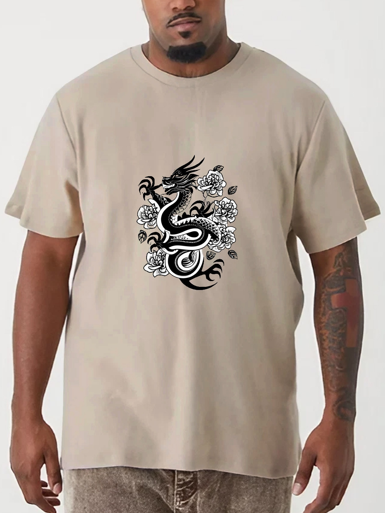 Plus Size Casual T shirt Men's Anime Dragon Graphic Print - Temu ...