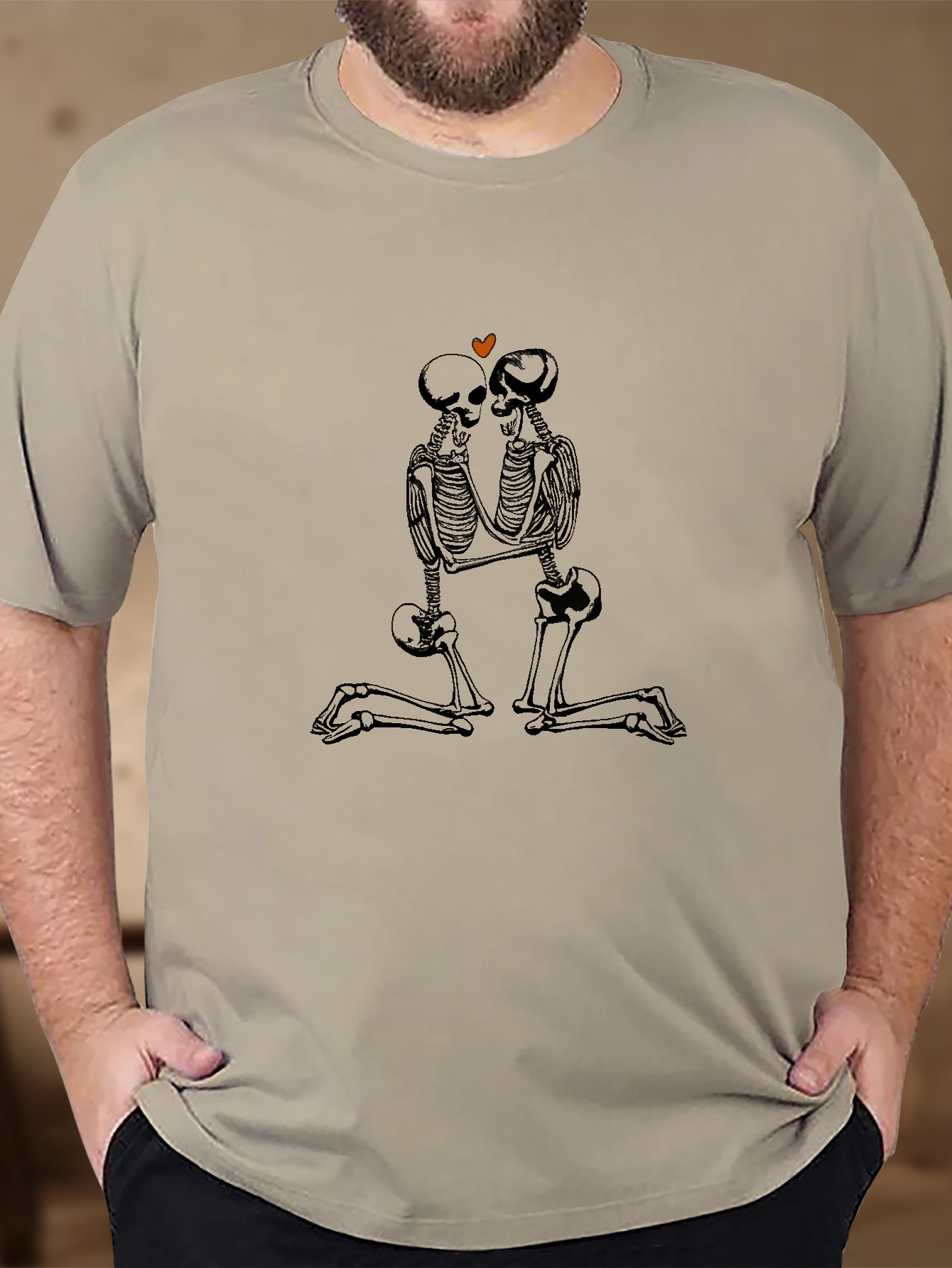 Plus Size Casual Tees Men's Creative Skeletons Graphic Print - Temu Ireland