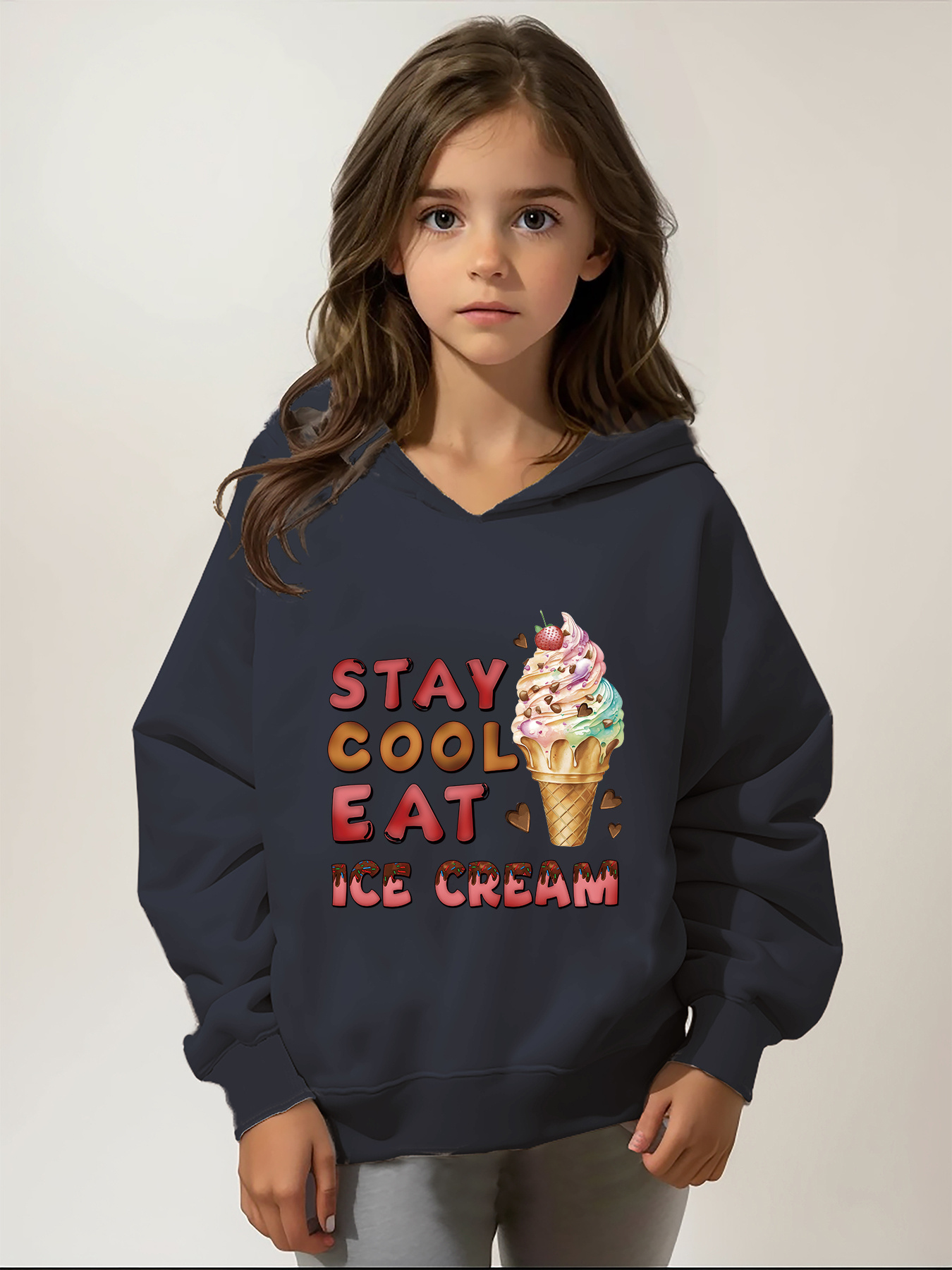 casual hooded sweatshirt ice cream graphic 100 - Temu New Zealand