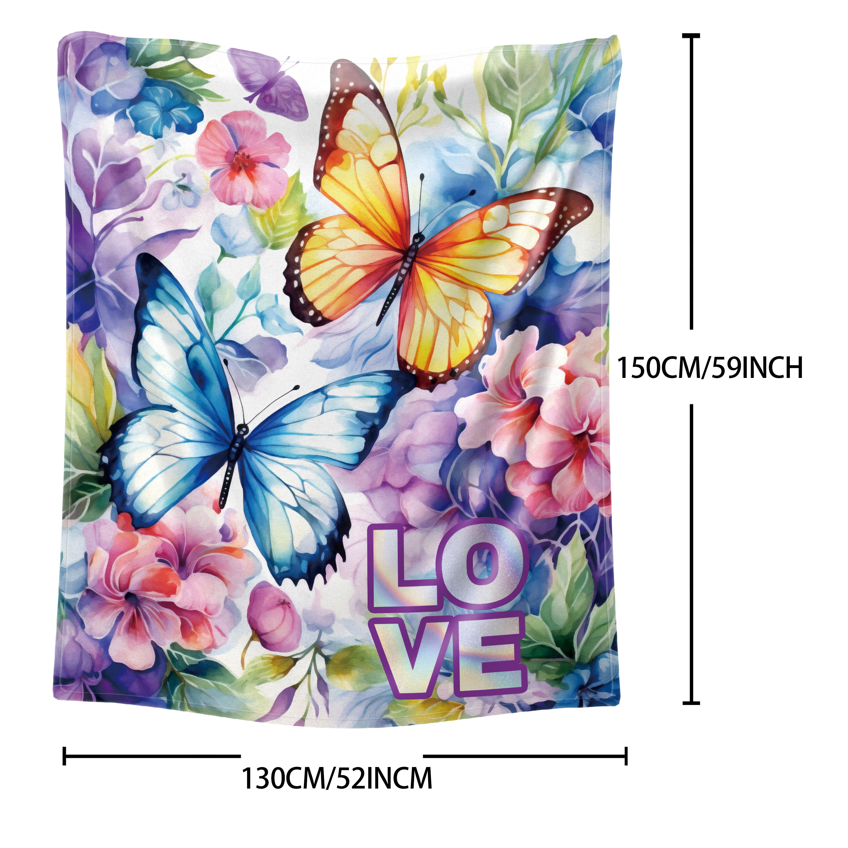 Colorful Butterfly Flower Blanket Style Airbrush Art Vivid - Temu Canada