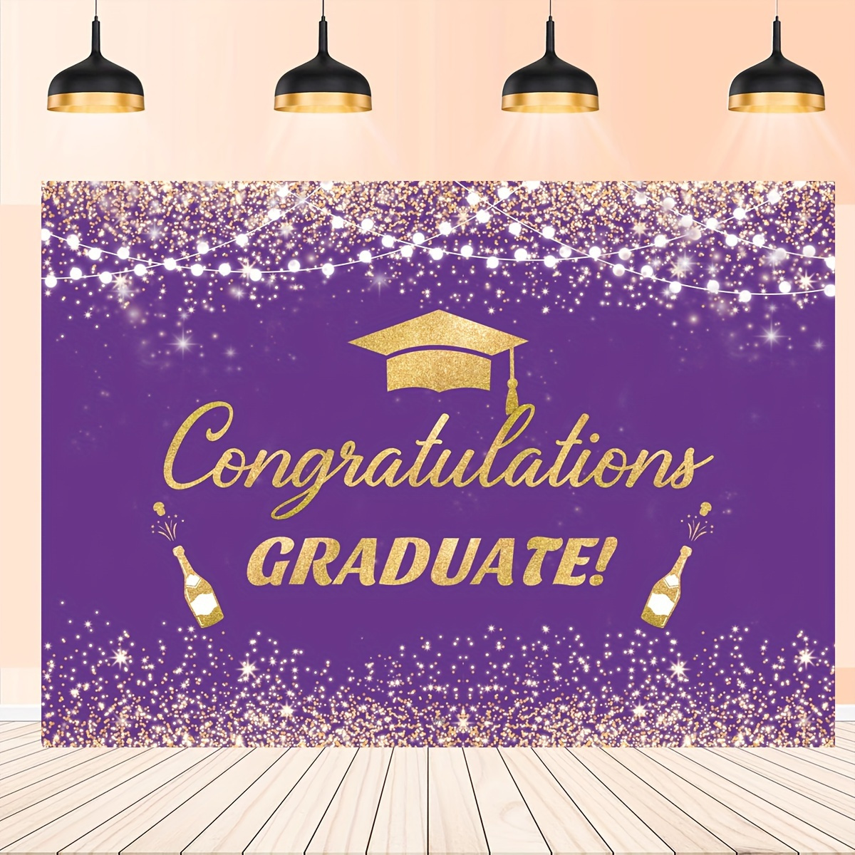 Purple Graduation Background 2024 Purple Golden - Temu Australia