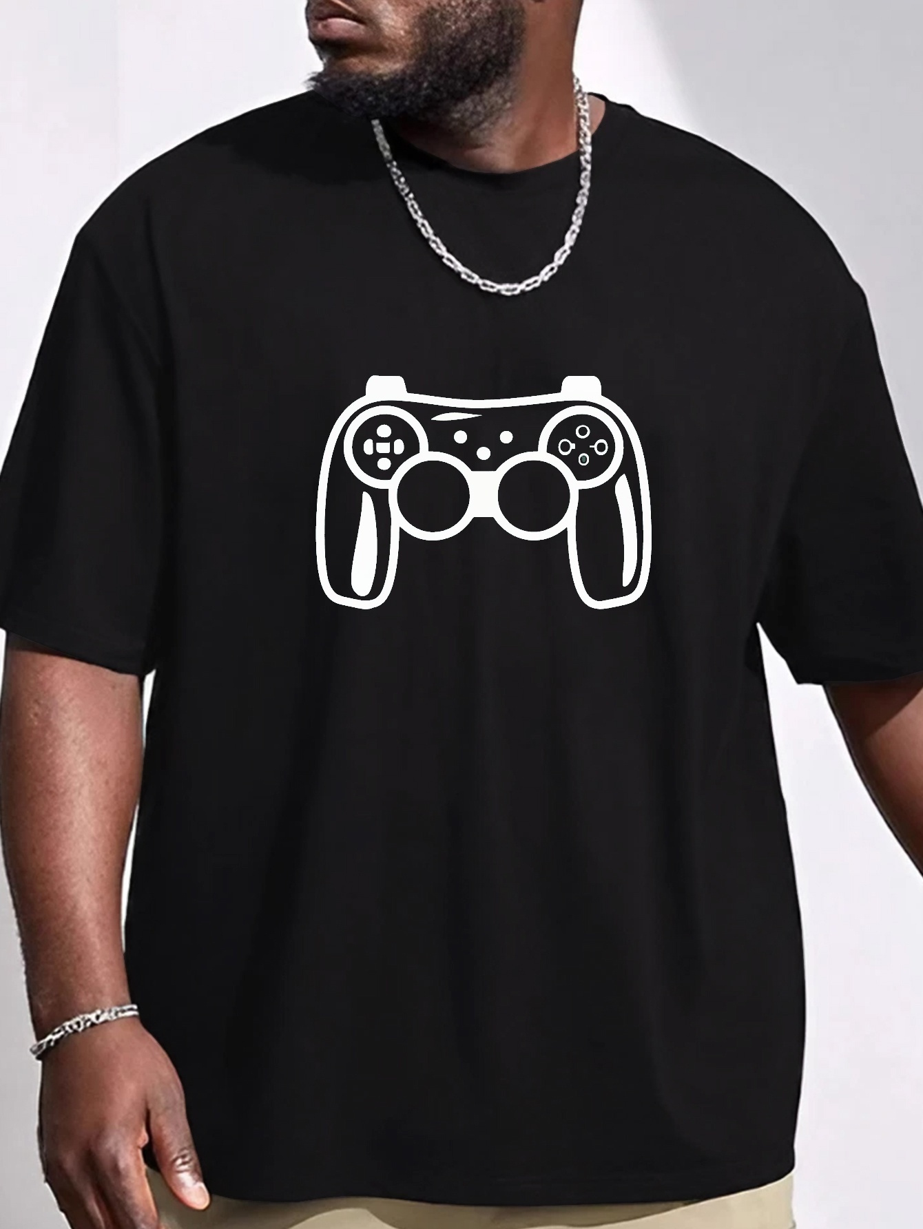 Plus Size Men's Casual T shirt Game Handle Graphic Print - Temu New Zealand