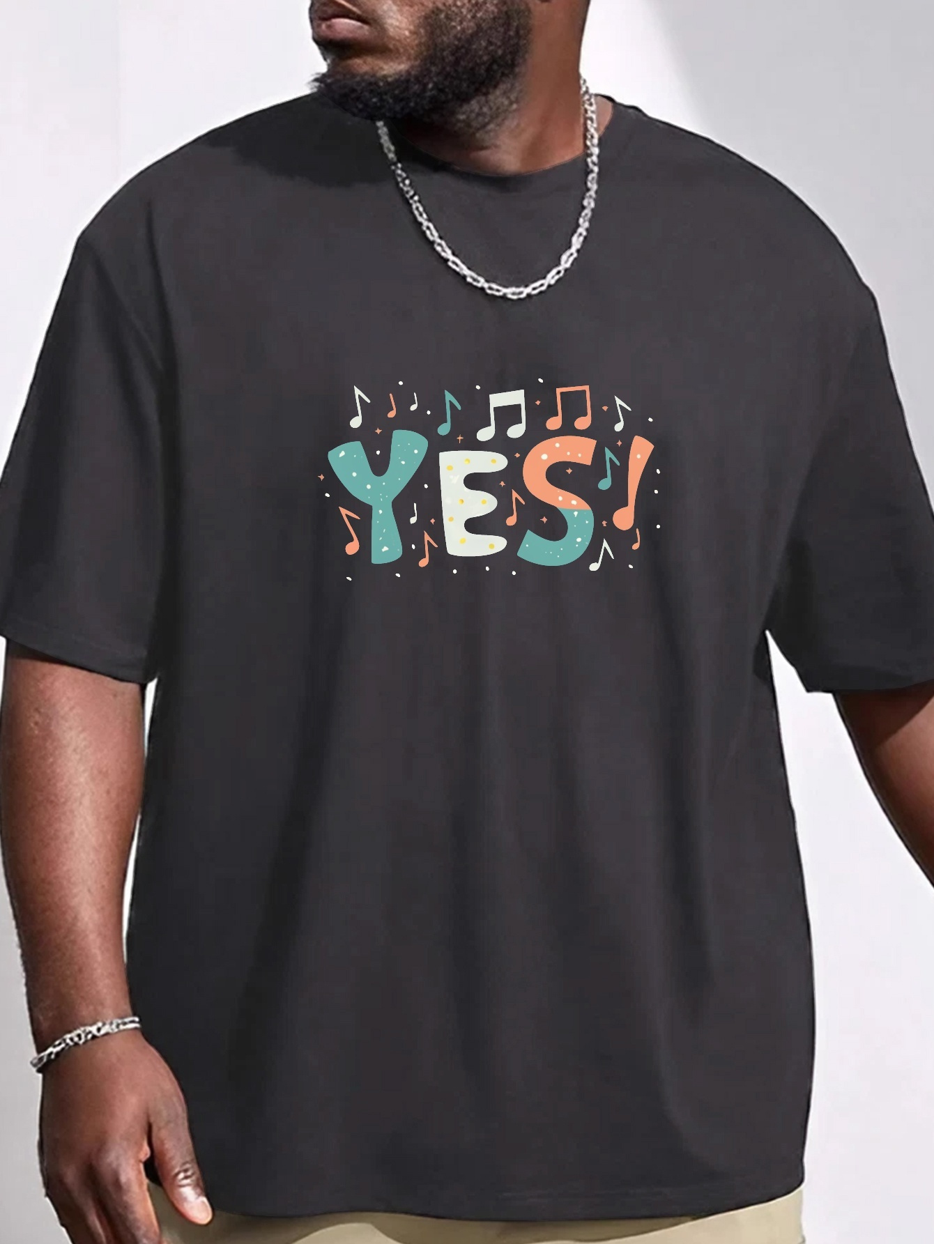 Plus Size Tees Men "yes" Graphic Print Short Sleeve T shirt - Temu New ...