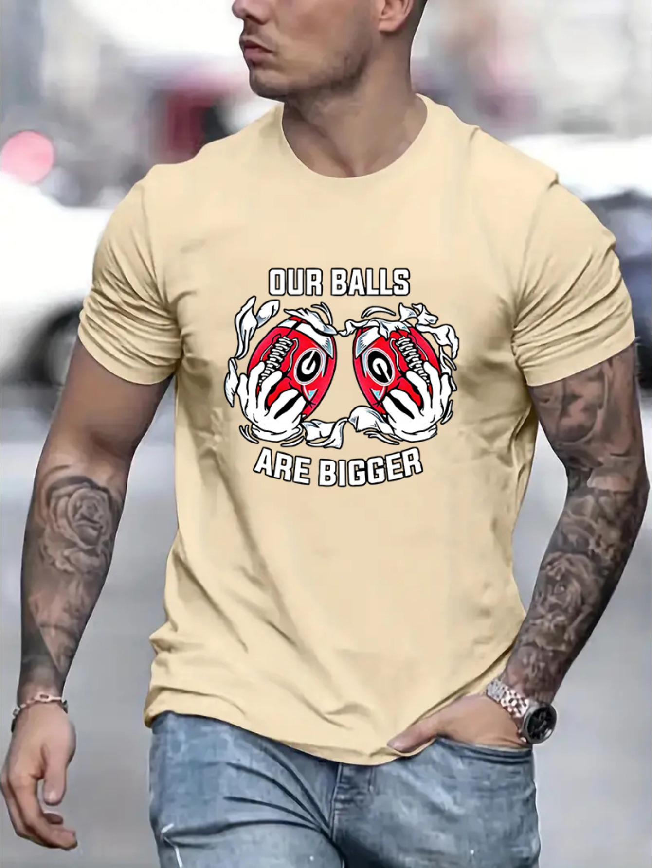 men's casual crew neck t shirt geometric letter print 100% - Temu Australia