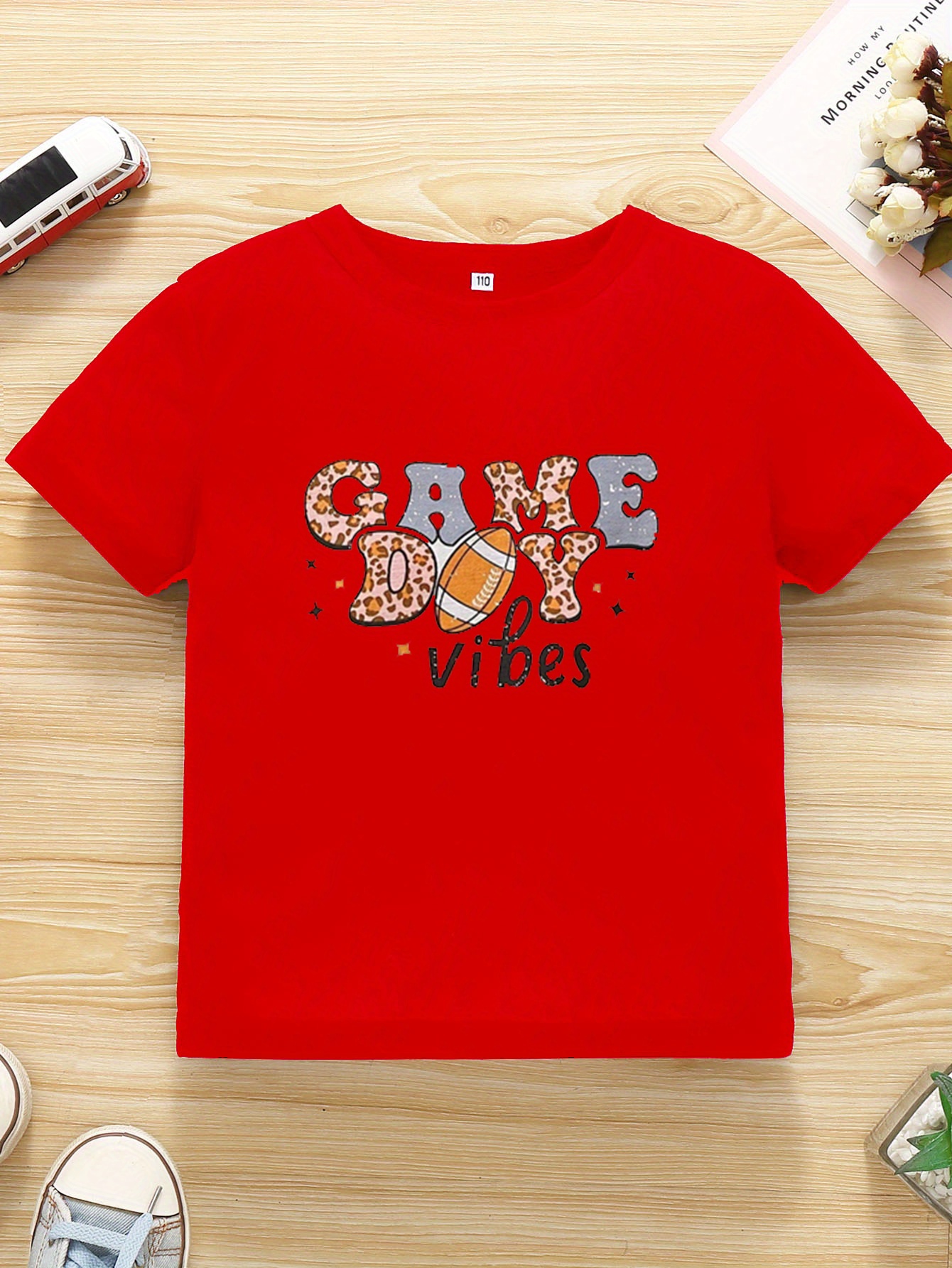 Game Day Football Graphic Print T shirt Kids Trendy - Temu Denmark