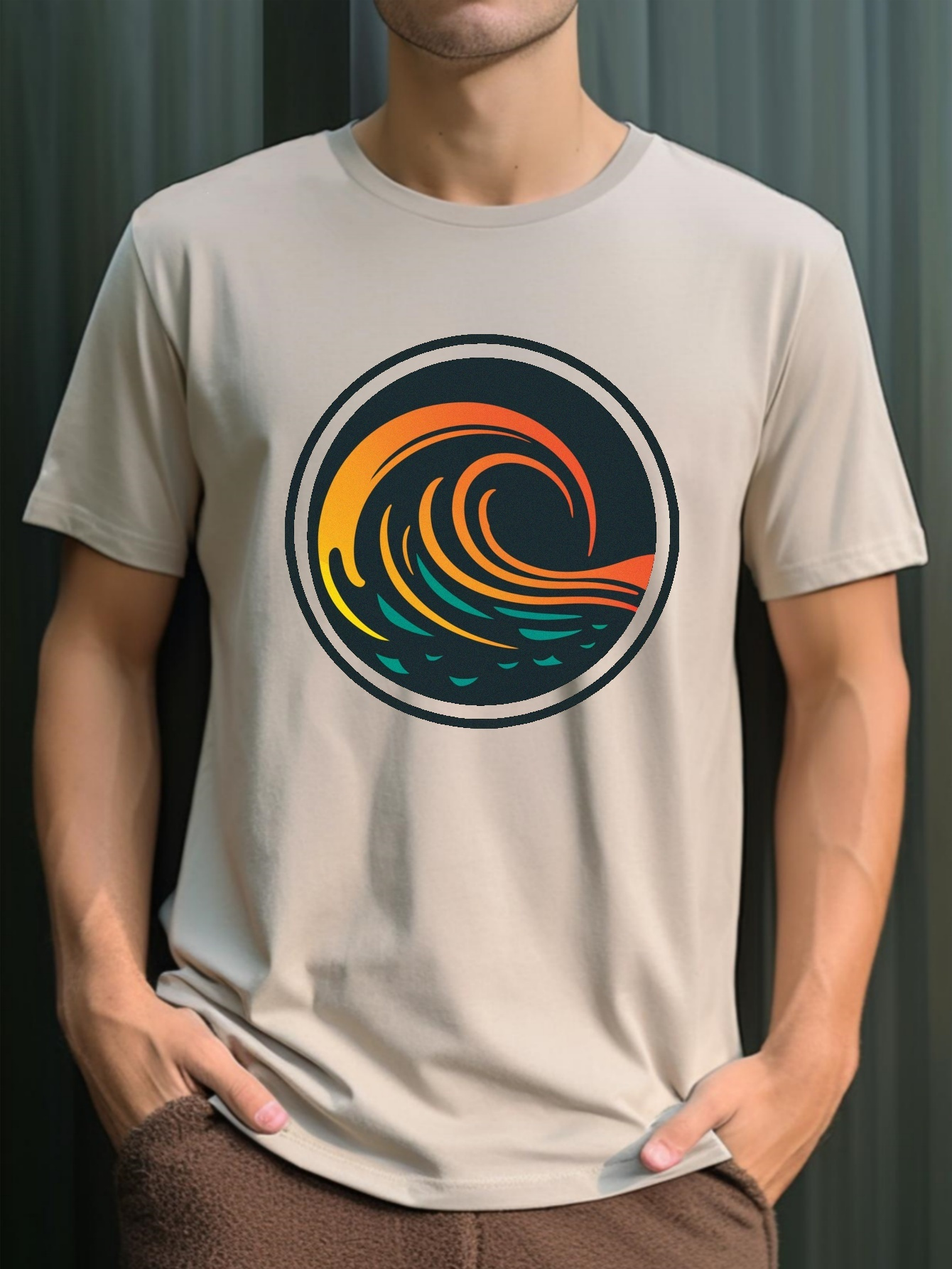 Wave Graphic Print T Shirt Tees Men Casual Short Sleeve T - Temu Australia