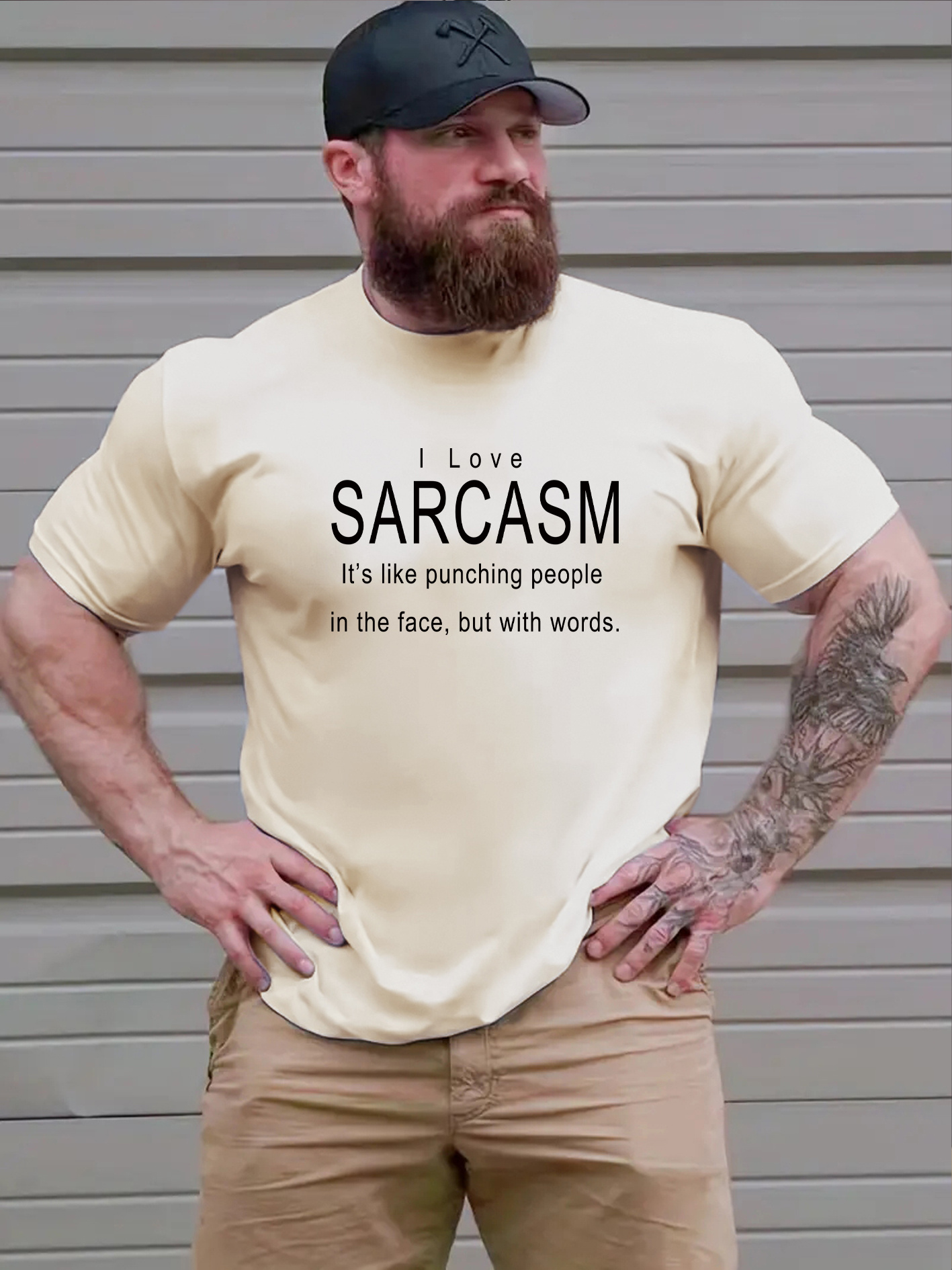 Plus Size T shirt Men "sarcasm" Graphic Print Tees Casual - Temu Ireland