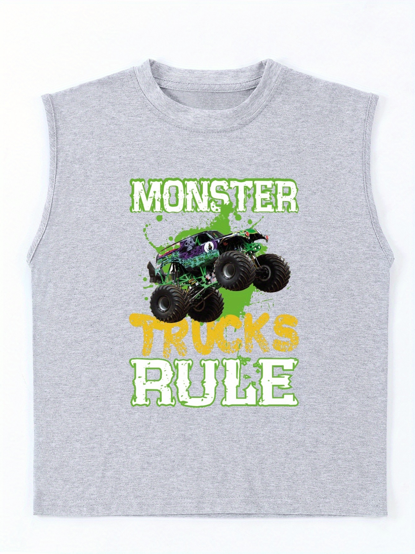 Trucks Rule Print Chłopięce Podkoszulki Bez Rękawów Wygodne - Temu Poland